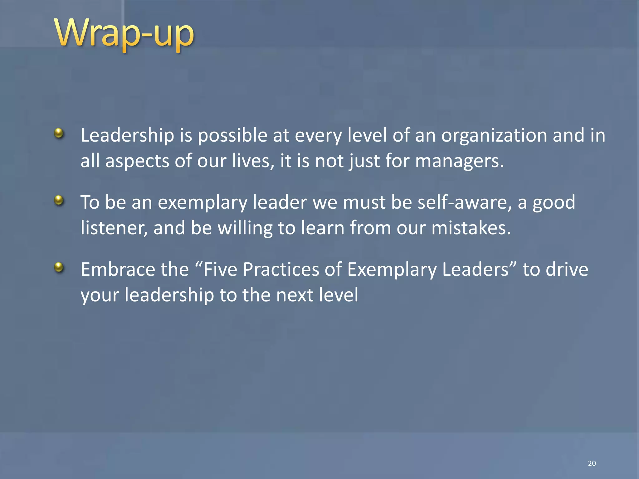 WE16 - Embracing the "Five Practices of Exemplary Leadership" | PDF