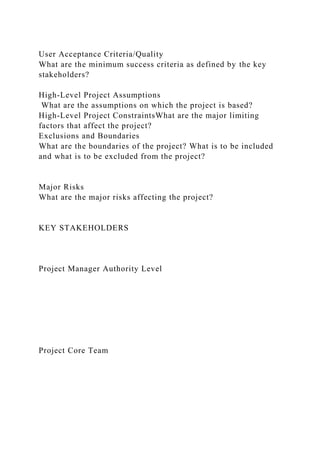 V 2.0Project Charter Project NamePro.docx | Business | Business and Finance