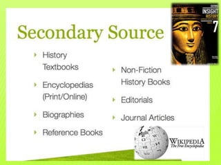 V2 history sources and archaeology primary & secondary sources | PPTX