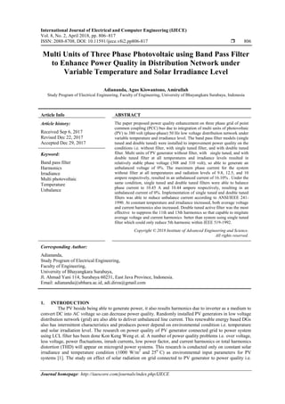Multi Units of Three Phase Photovoltaic using Band Pass Filter to Enhance Power Quality in ...