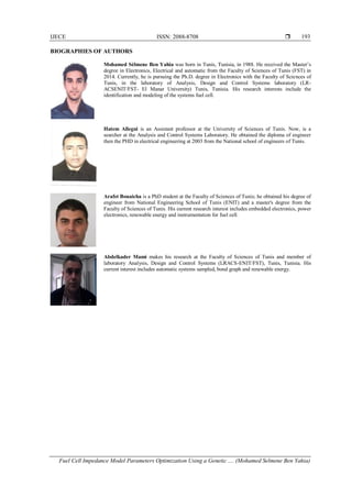 Fuel Cell Impedance Model Parameters Optimization using a Genetic Algorithm | PDF