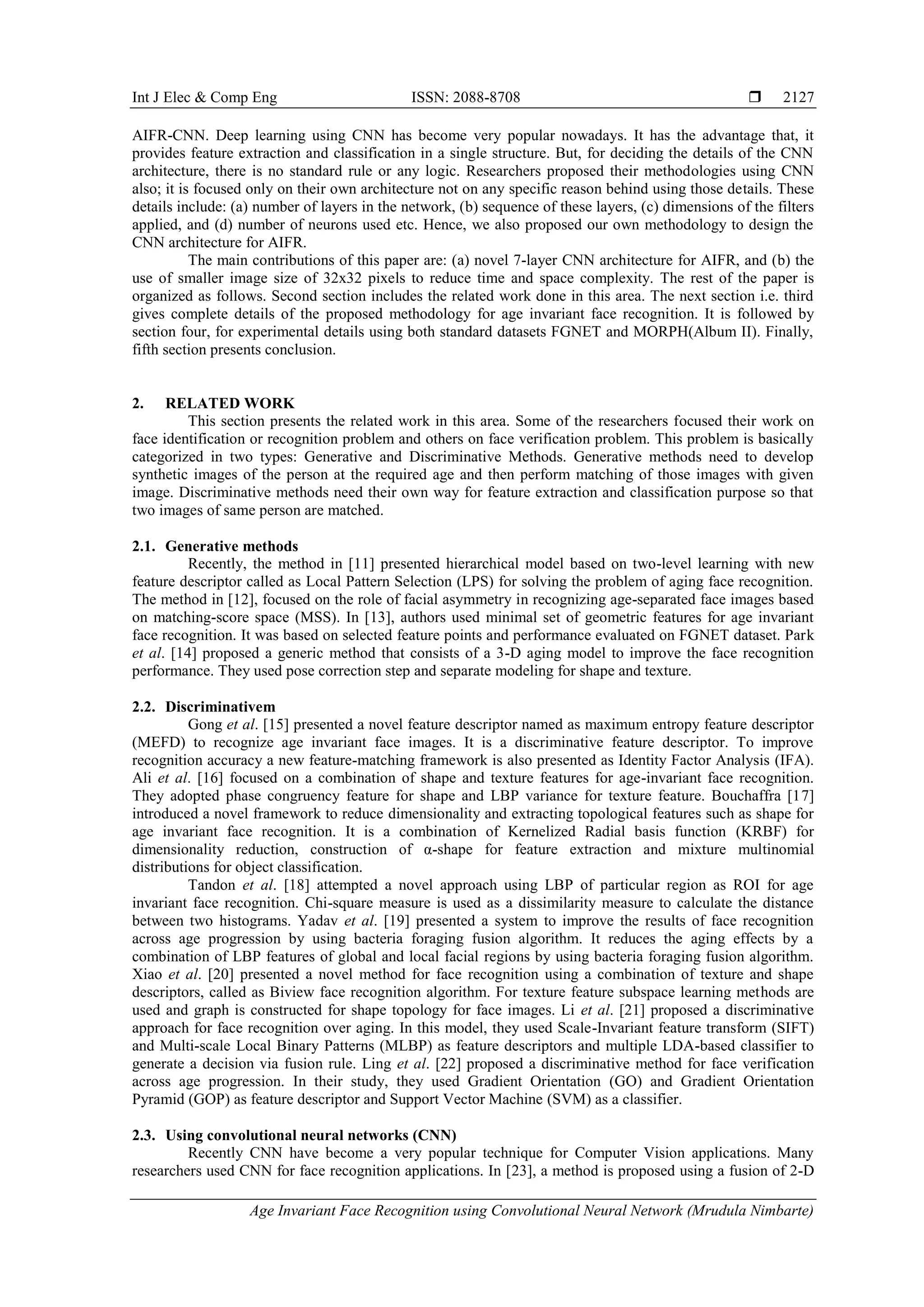 Age Invariant Face Recognition Using Convolutional Neural Network Pdf 
