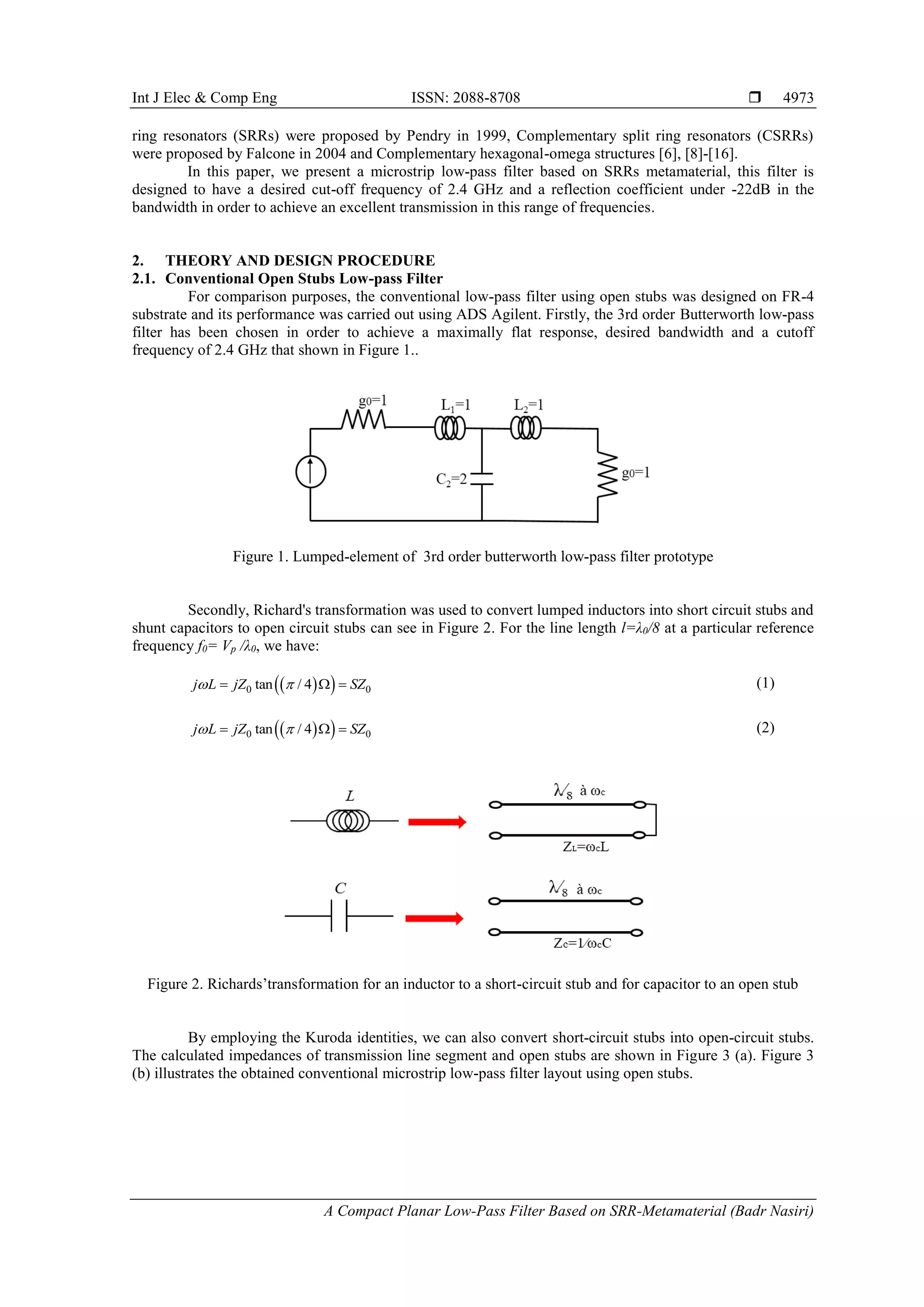A Compact Planar Low-Pass Filter Based on SRRMetamaterial | PDF