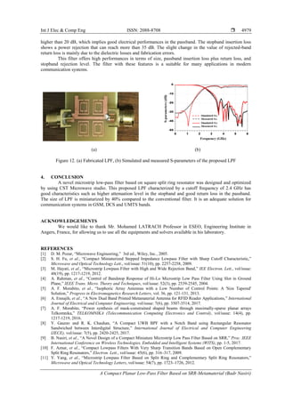 A Compact Planar Low-Pass Filter Based on SRRMetamaterial | PDF
