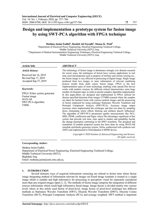 Design And Implementation A Prototype System For Fusion Image By Using Swt Pca Algorithm With