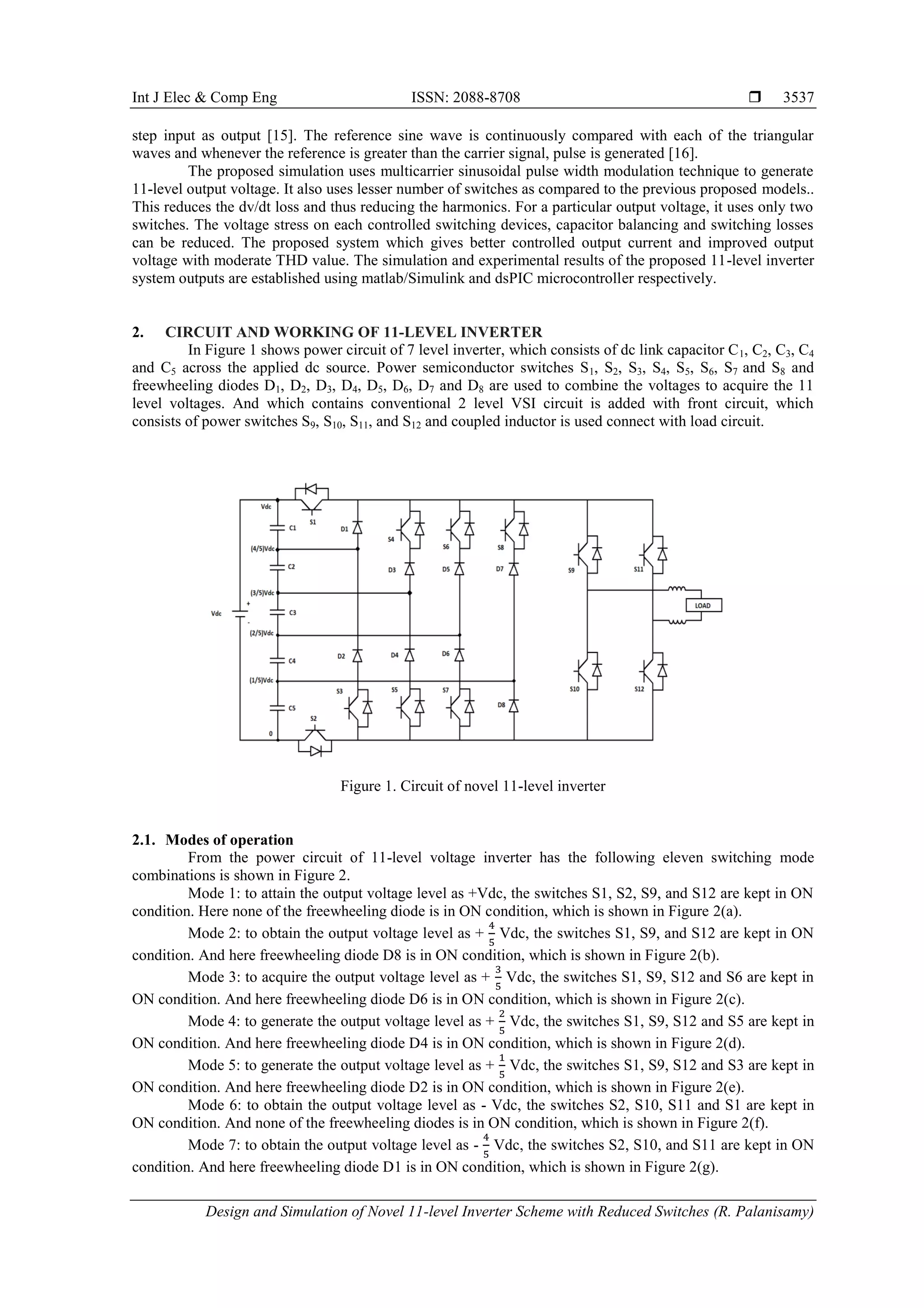 Design and Simulation of Novel 11-level Inverter Scheme with Reduced Switches | PDF