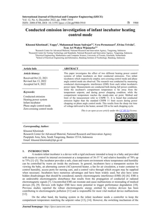 Conducted emission investigation of infant incubator heating control ...