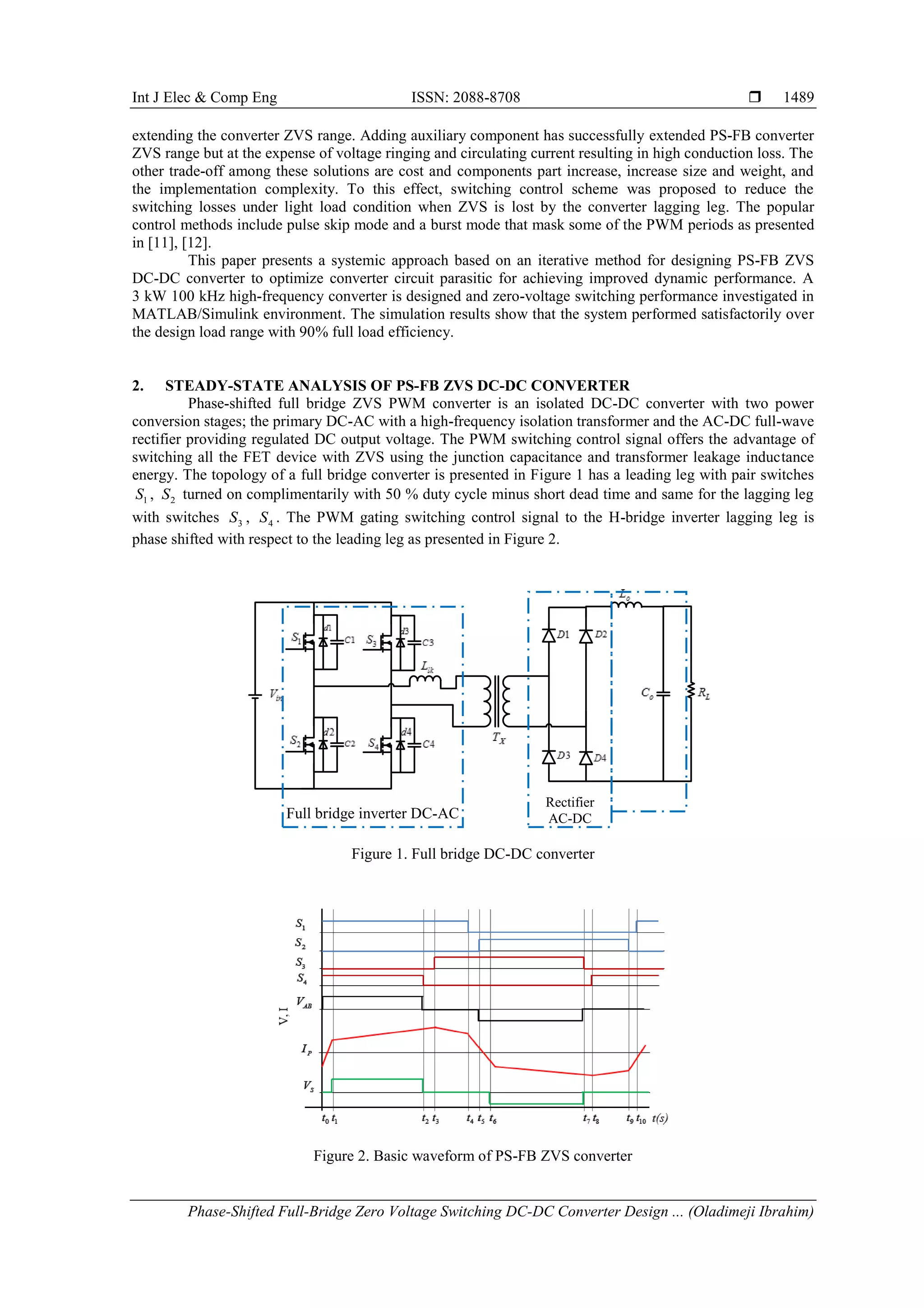 Phase Shifted Full Bridge Zero Voltage Switching Dc Dc Converter Design With Matlab Simulink