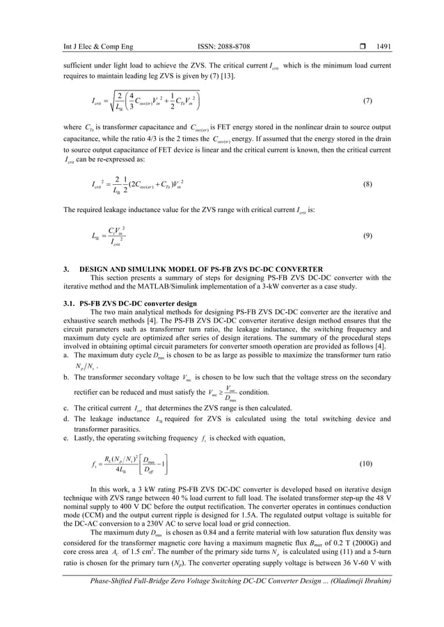 Phase-Shifted Full-Bridge Zero Voltage Switching DC-DC Converter Design with MATLAB/Simulink ...