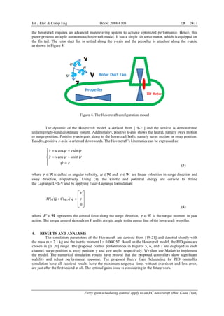Fuzzy gain scheduling control apply to an RC Hovercraft