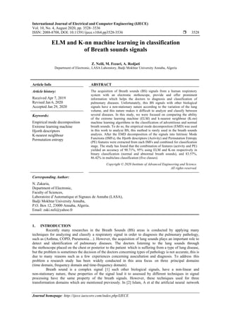 ELM and K-nn machine learning in classification of Breath sounds ...
