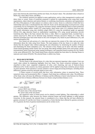 Keyframe Selection of Frame Similarity to Generate Scene Segmentation Based on Point Operation | PDF