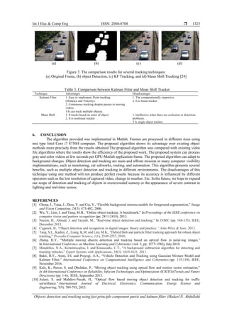 Objects detection and tracking using fast principle component purist and kalman filter | PDF