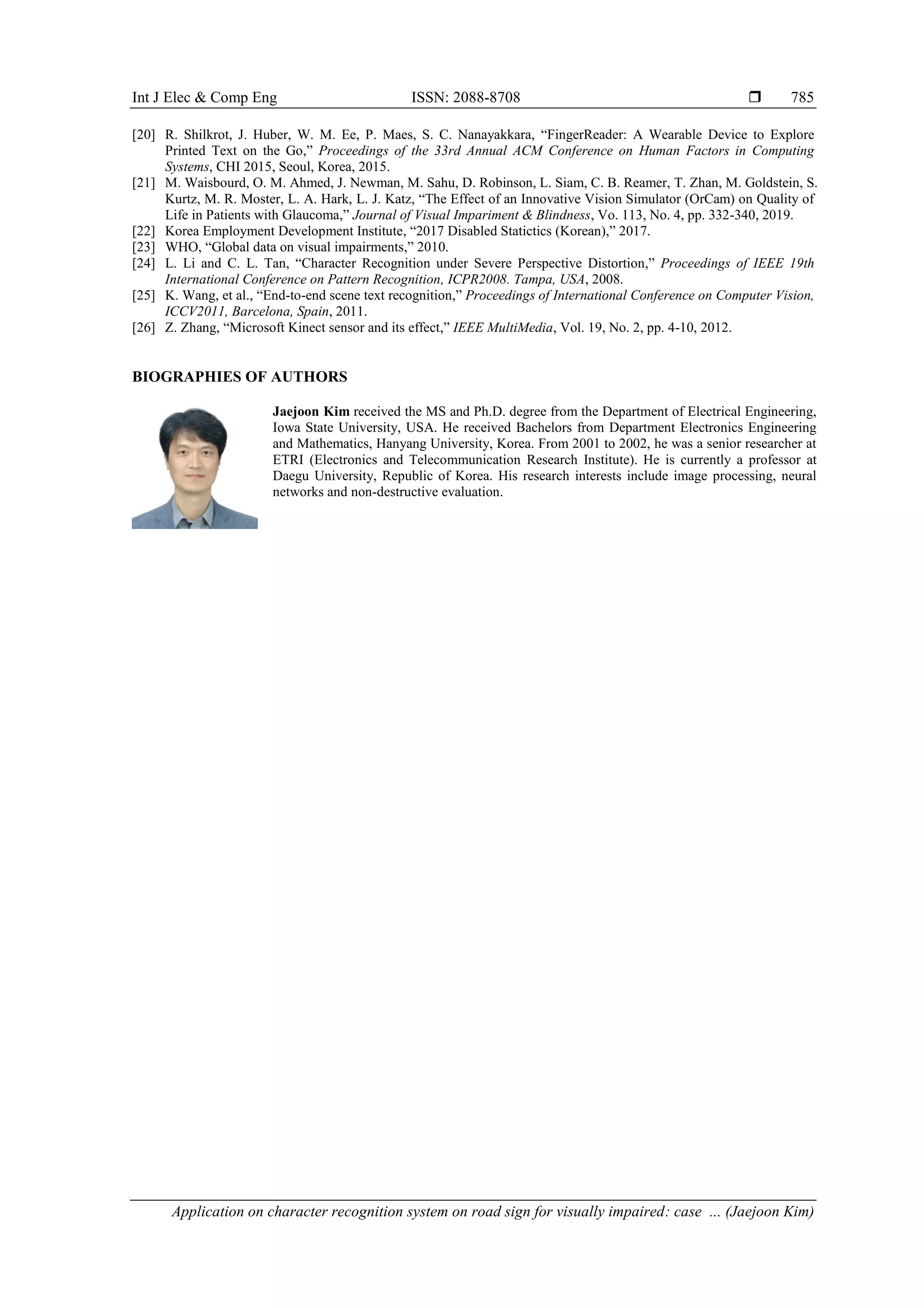 Application On Character Recognition System On Road Sign For Visually