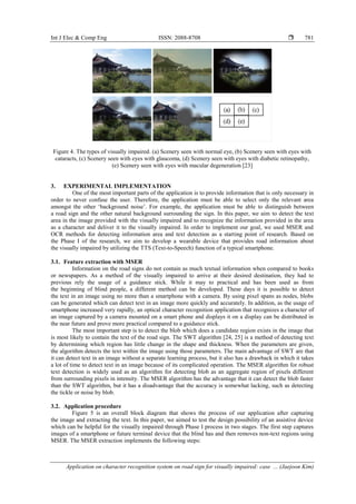 Application on character recognition system on road sign for visually impaired: case study ...