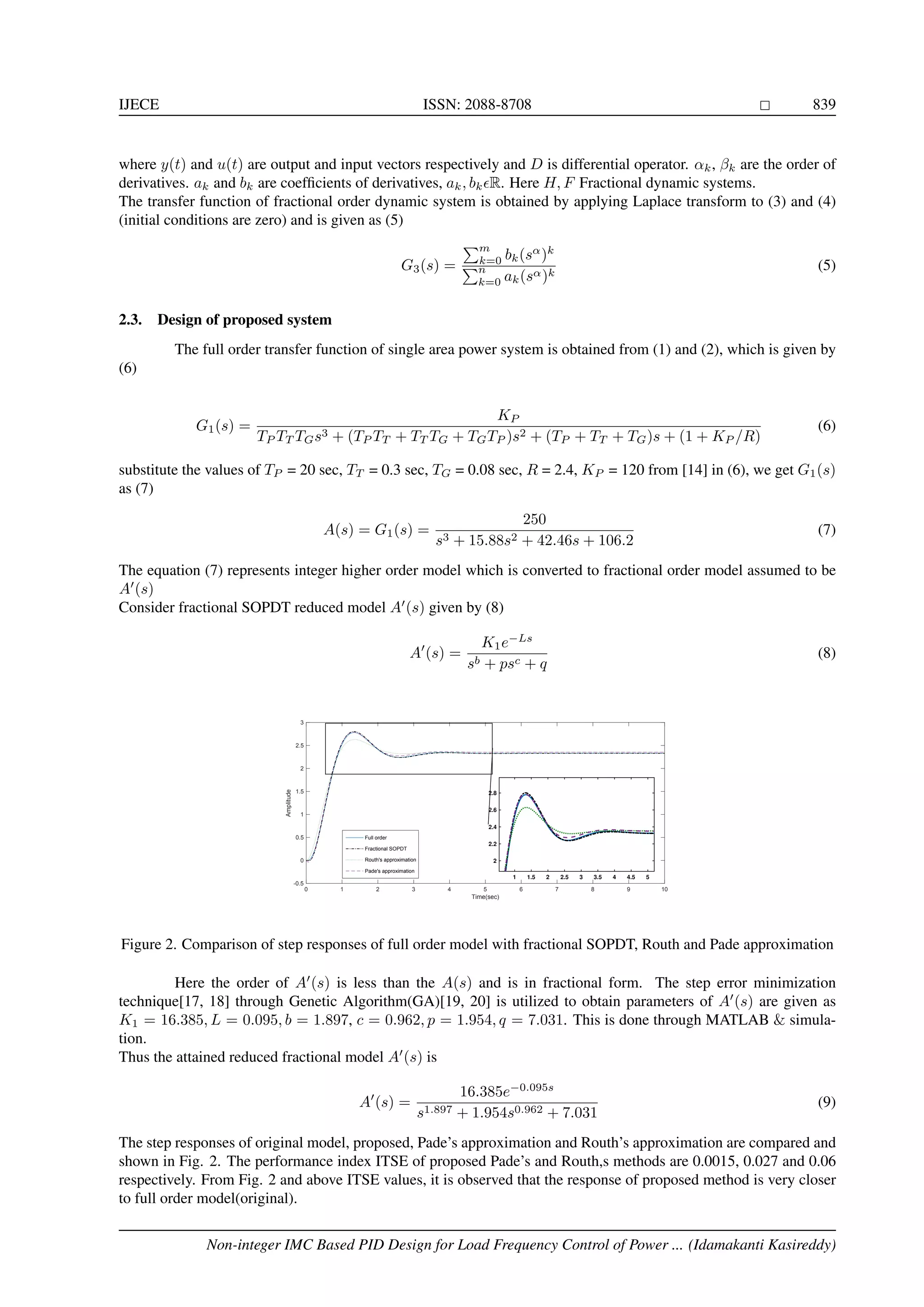 Non-integer IMC Based PID Design for Load Frequency Control of Power System through Reduced ...