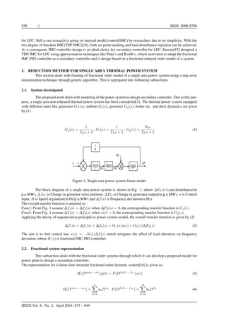 Non-integer IMC Based PID Design for Load Frequency Control of Power System through Reduced ...