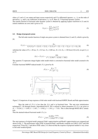 Non-integer IMC Based PID Design for Load Frequency Control of Power System through Reduced ...