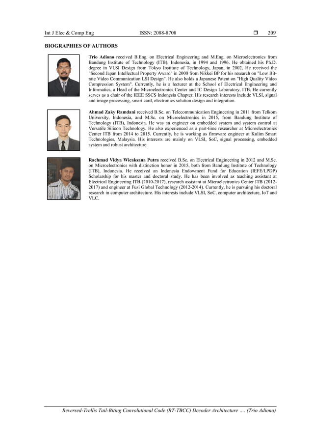 Reversed-Trellis Tail-Biting Convolutional Code (RT-TBCC) Decoder Architecture Design for LTE | PDF