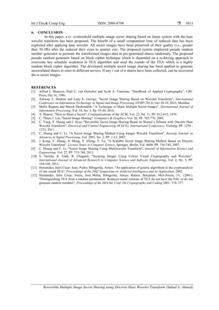 Reversible Multiple Image Secret Sharing using Discrete Haar Wavelet Transform | PDF
