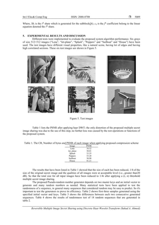 Reversible Multiple Image Secret Sharing using Discrete Haar Wavelet Transform | PDF