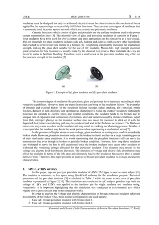 Potential and Electric Field Characteristics of Broken Porcelain Insulator | PDF