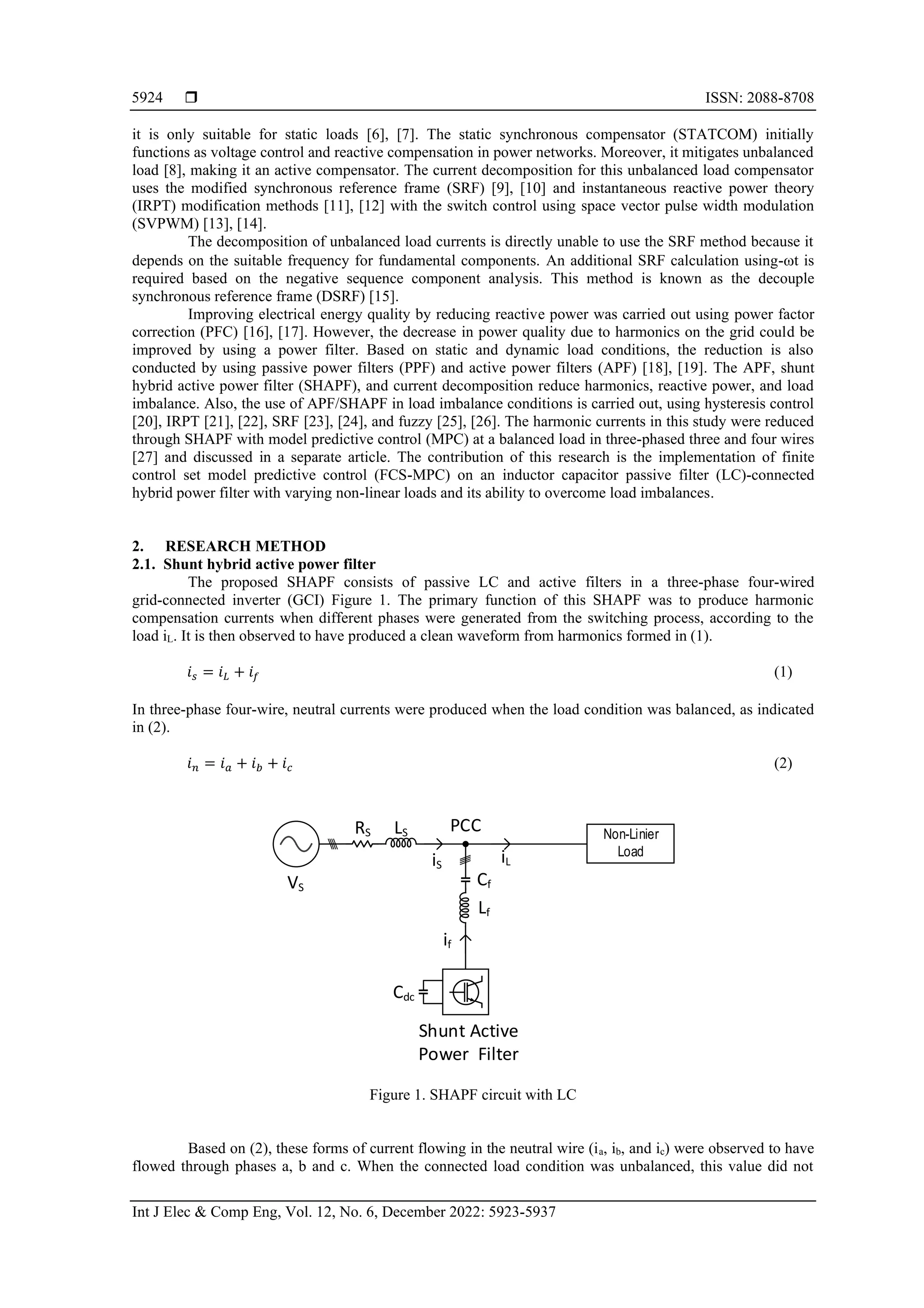 Three-phase four-wire shunt hybrid active power filter model with model predictive control in ...