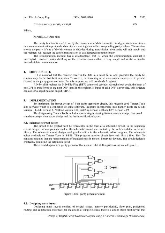 Design of Digital Parity Generator Layout using 0.7 micron Technology | PDF