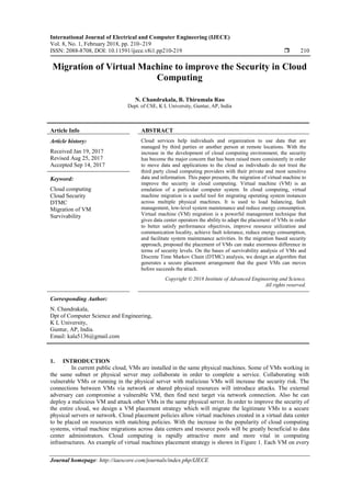 Migration of Virtual Machine to improve the Security in Cloud Computing | PDF