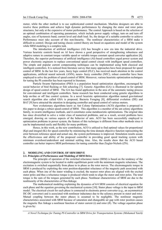 A Novel Technique For Tuning Pi Controller In Switched Reluctance Motor Drive For Transportation
