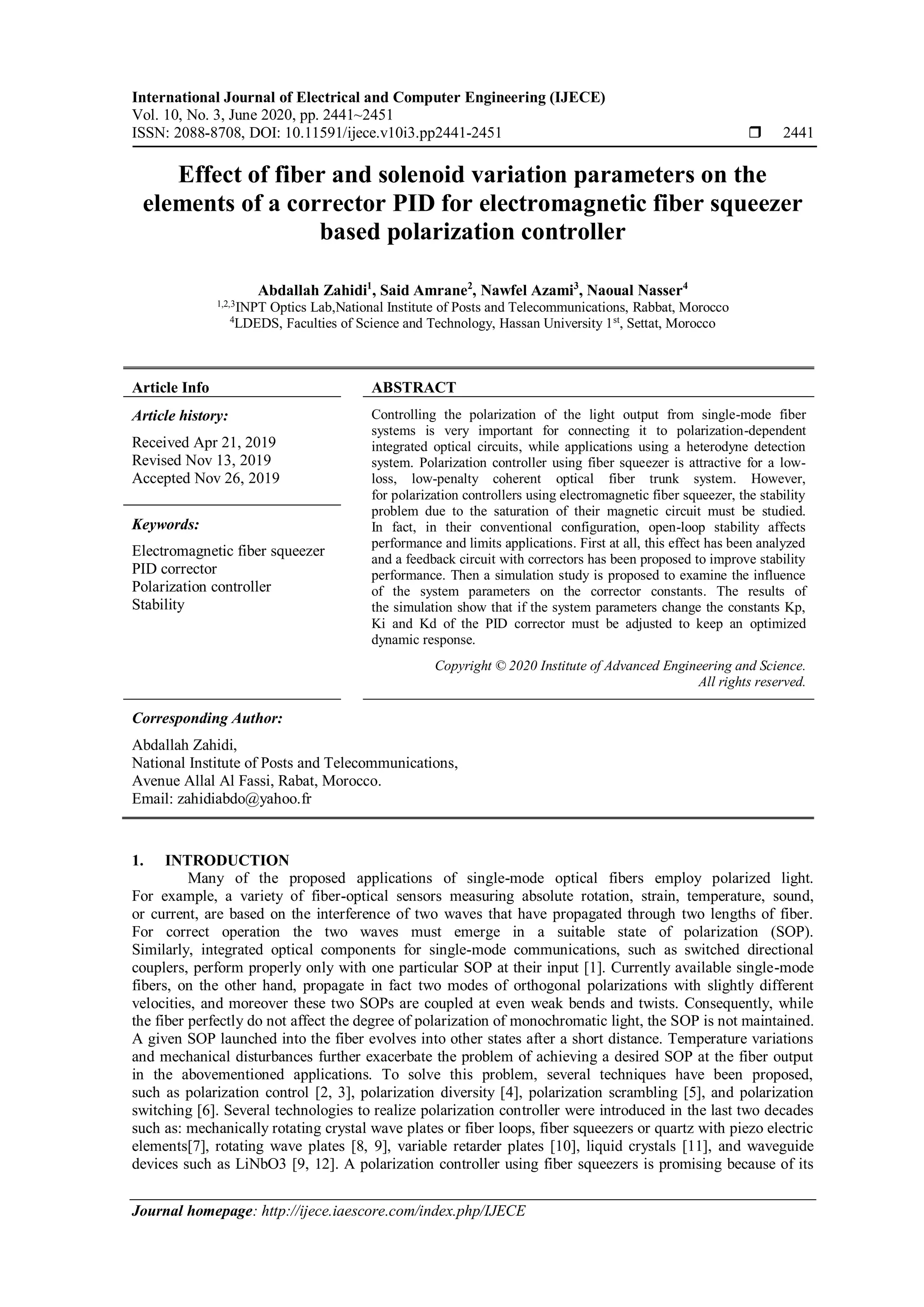 Effect of fiber and solenoid variation parameters on the elements of a ...