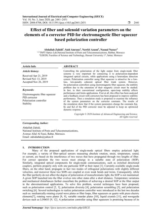 Effect of fiber and solenoid variation parameters on the elements of a corrector PID for ...
