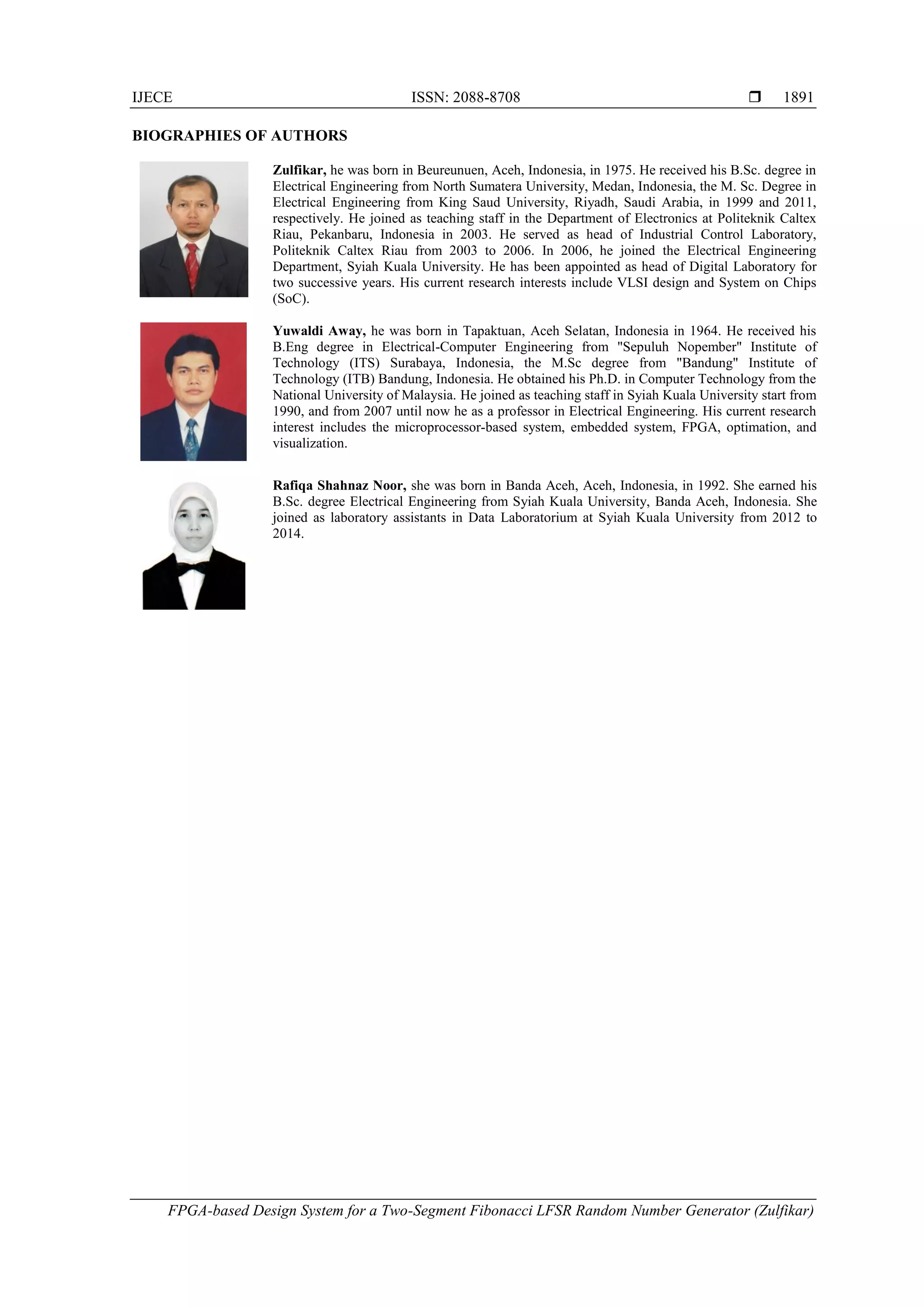 Fpga Based Design System For A Two Segment Fibonacci Lfsr Random Number Generator Pdf