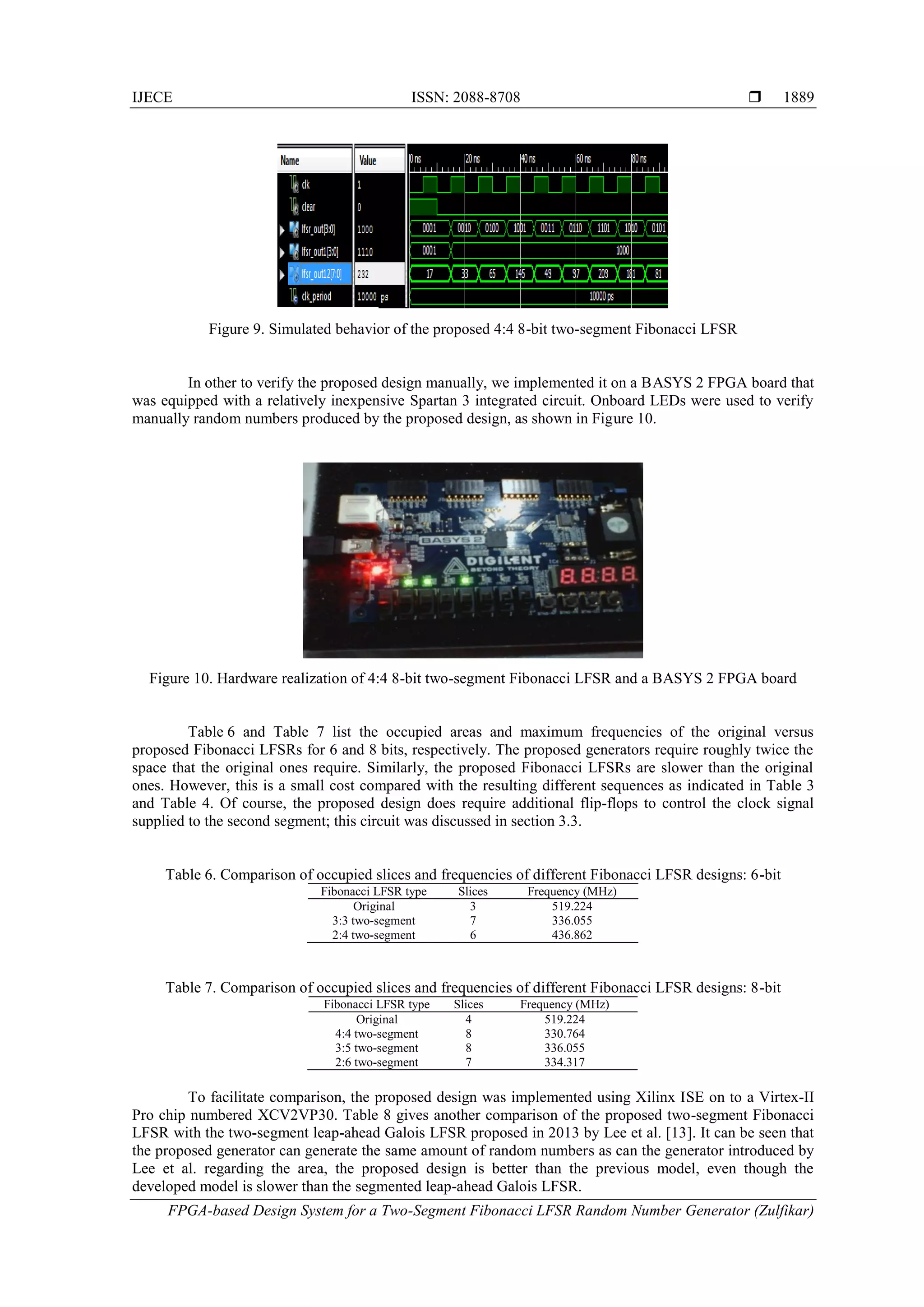 Fpga Based Design System For A Two Segment Fibonacci Lfsr Random Number Generator Pdf 1508