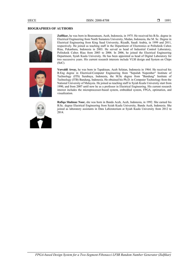 FPGA-based Design System for a Two-Segment Fibonacci LFSR Random Number Generator | PDF