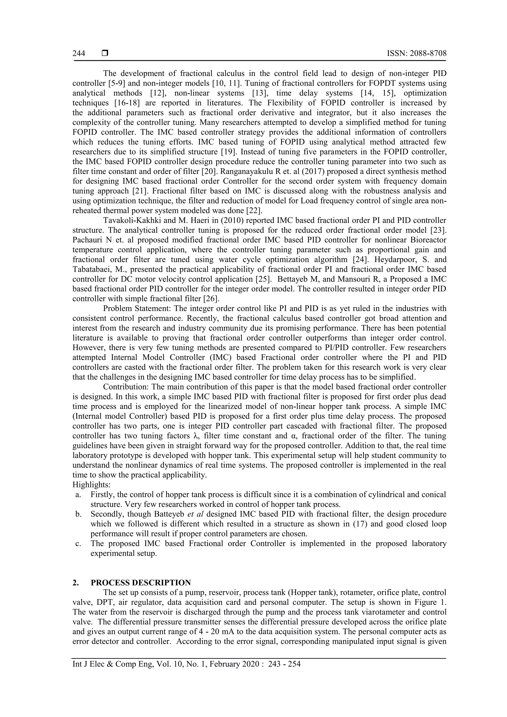 Internal model controller based PID with fractional filter design for a nonlinear process | PDF
