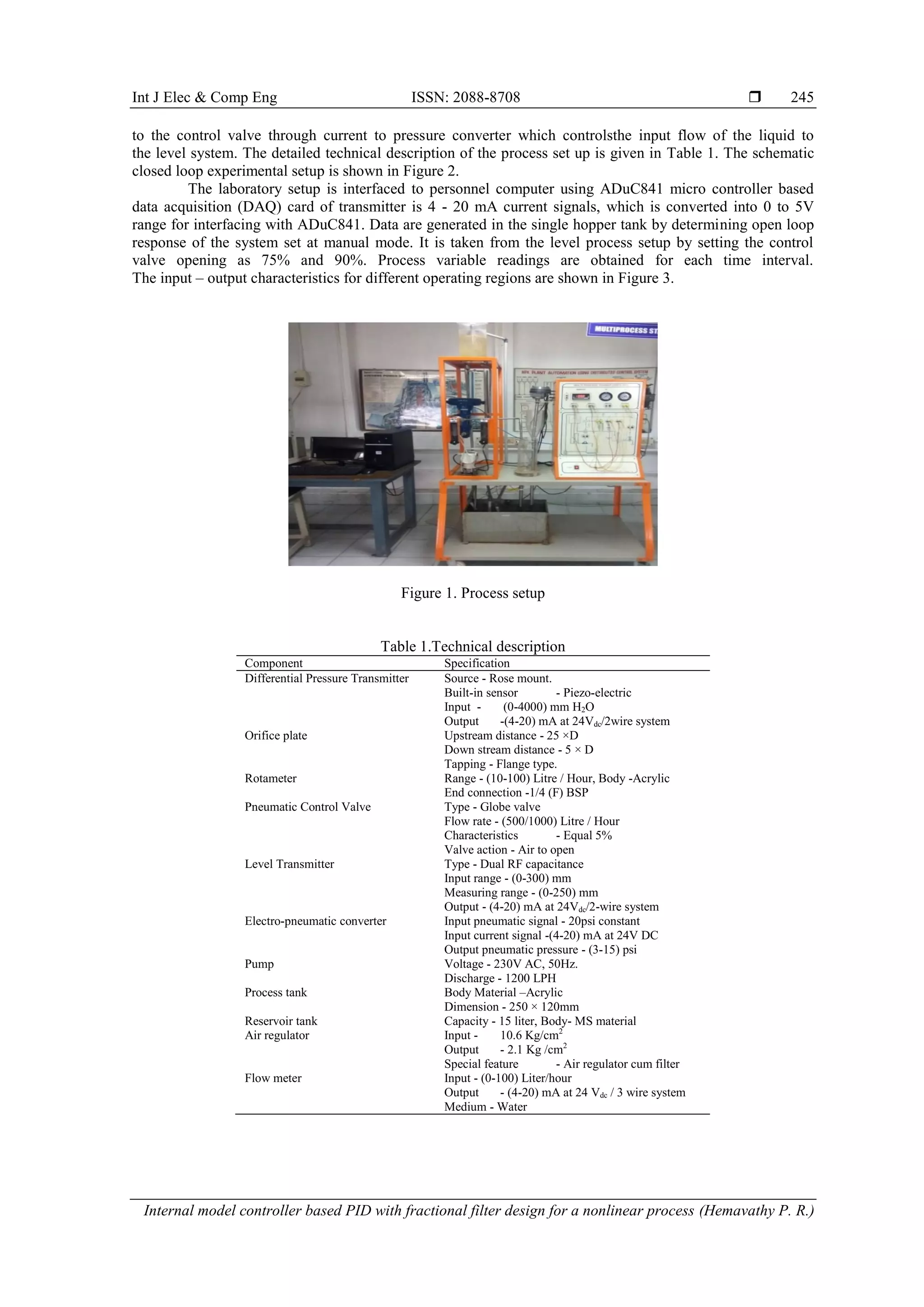 Internal Model Controller Based Pid With Fractional Filter Design For A Nonlinear Process Pdf