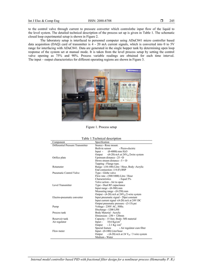 Internal model controller based PID with fractional filter design for a nonlinear process | PDF