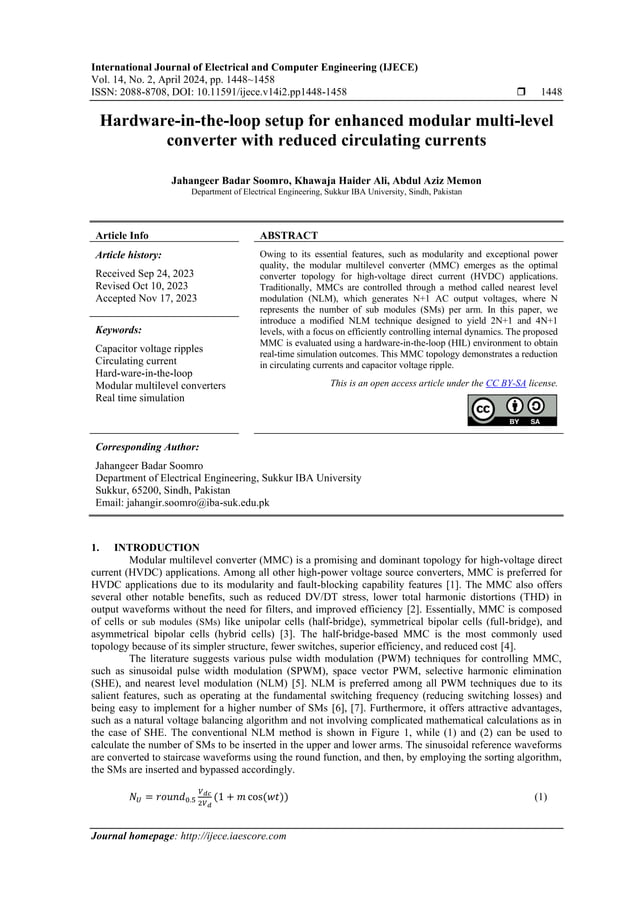 Hardware-in-the-loop setup for enhanced modular multi-level converter ...