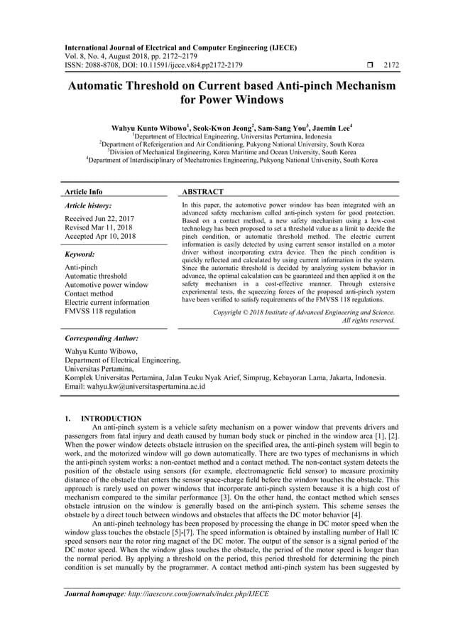 Automatic Threshold on Current based Anti-pinch Mechanism for Power ...
