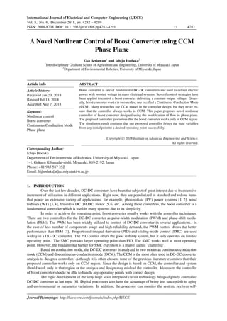 A Novel Nonlinear Control of Boost Converter using CCM Phase Plane | PDF