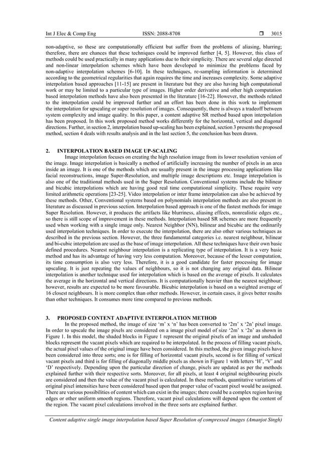 Content Adaptive Single Image Interpolation Based Super Resolution Of