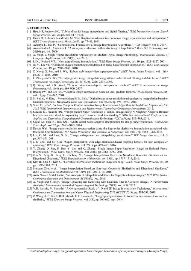 Content Adaptive Single Image Interpolation Based Super Resolution Of
