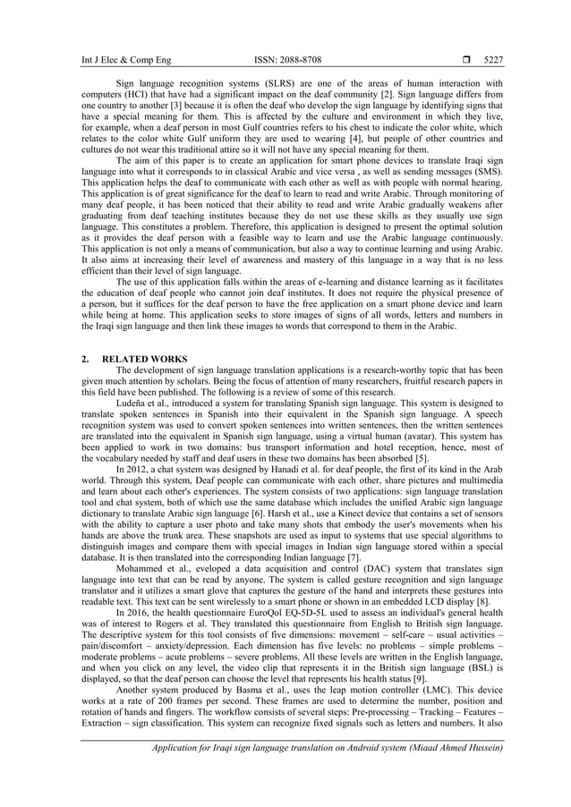 Application for Iraqi sign language translation on Android system | PDF ...