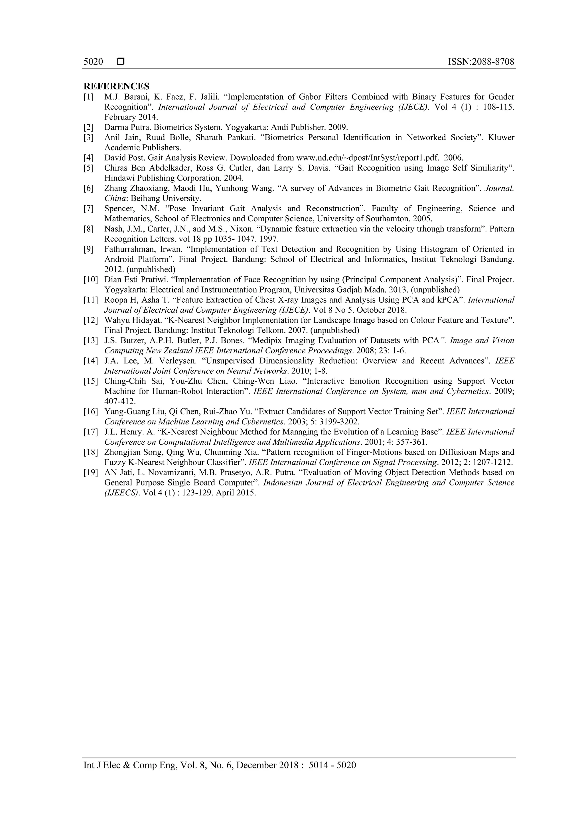 Comparison Analysis Of Gait Classification For Human Motion Identification Using Embedded