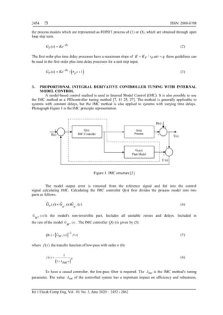 Optimised control using Proportional-Integral-Derivative controller tuned using internal model ...