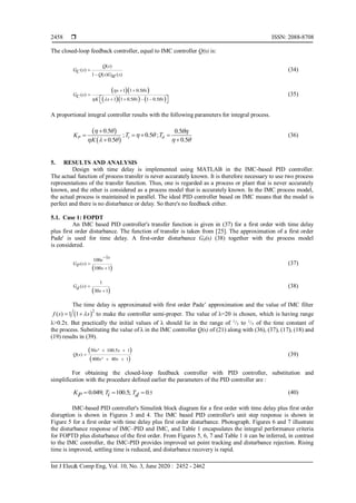 Optimised control using Proportional-Integral-Derivative controller tuned using internal model ...