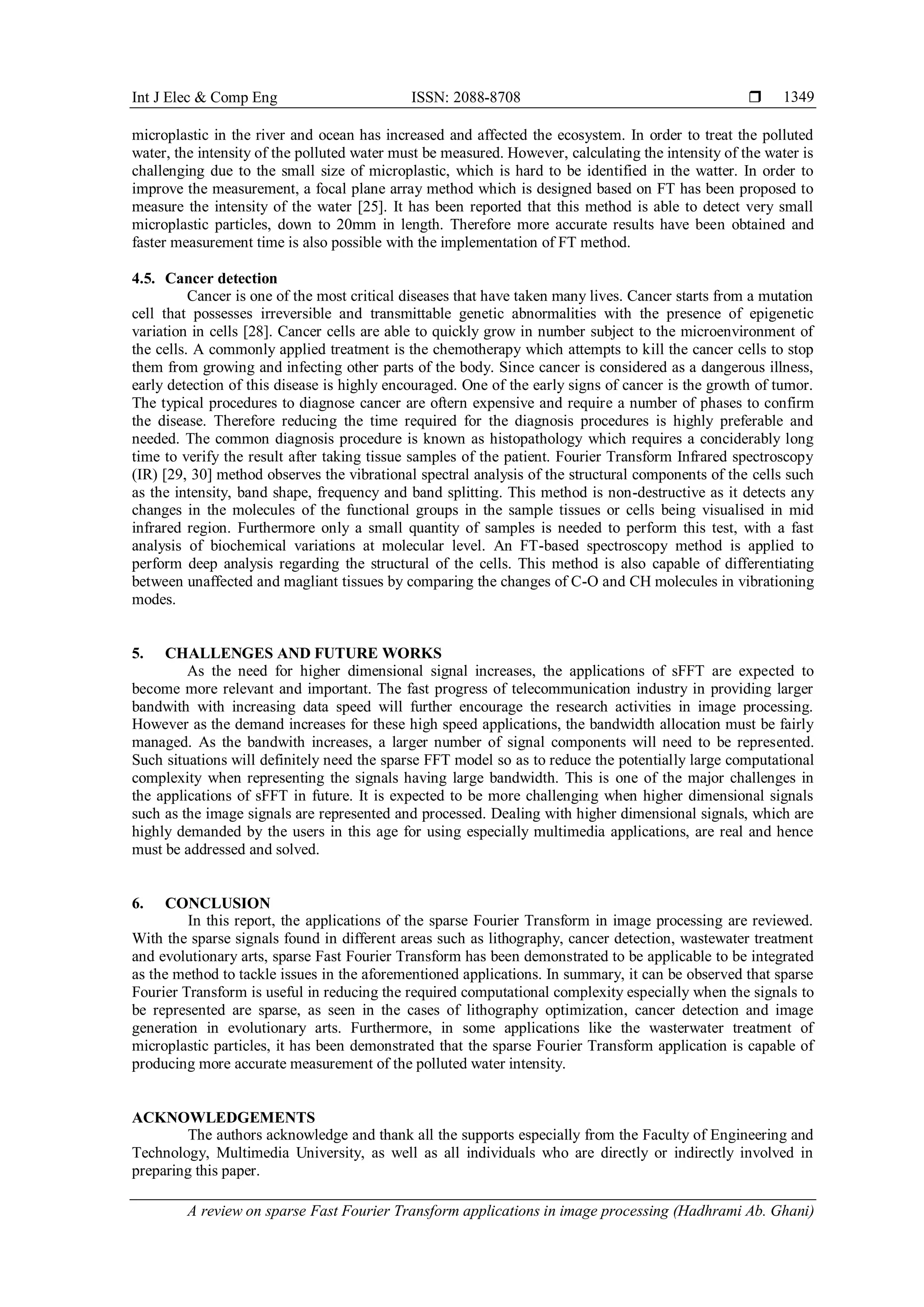 A Review On Sparse Fast Fourier Transform Applications In Image Processing Pdf