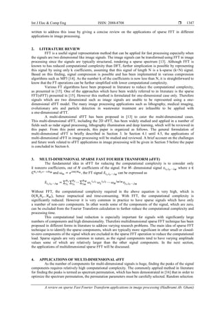 A review on sparse Fast Fourier Transform applications in image ...