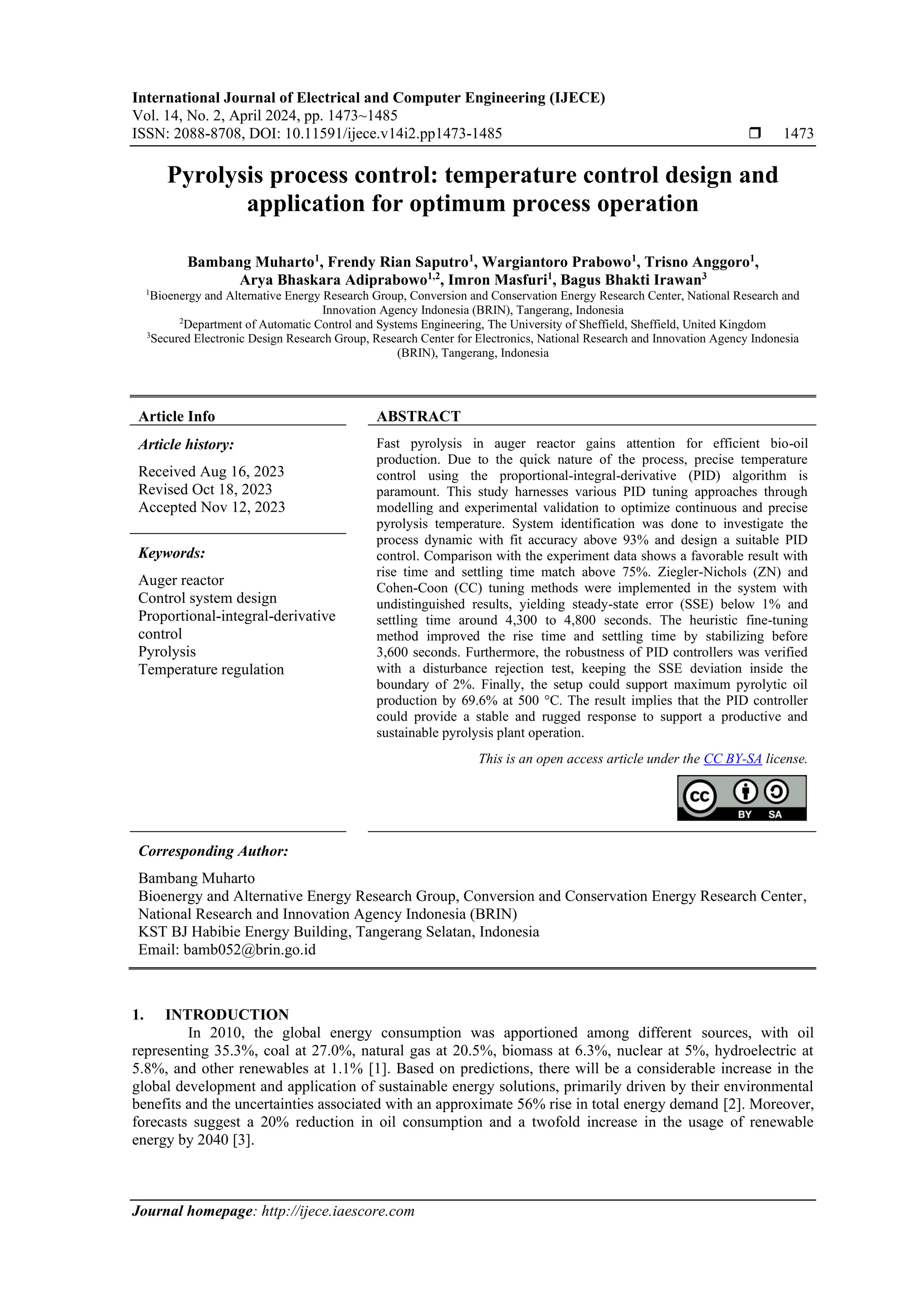 Pyrolysis process control: temperature control design and application ...